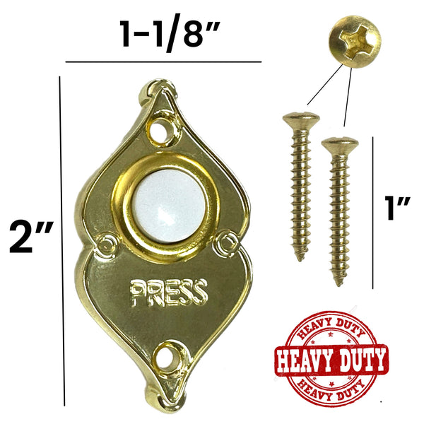 Doorbell Push Button Gold Finish LED Lighted Heavy Duty Metal Wired Bu ...