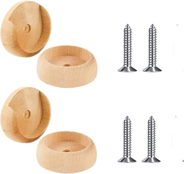 2 Complete Set Wooden Closet Pole Sockets with Screws - Closet Pole Ro ...
